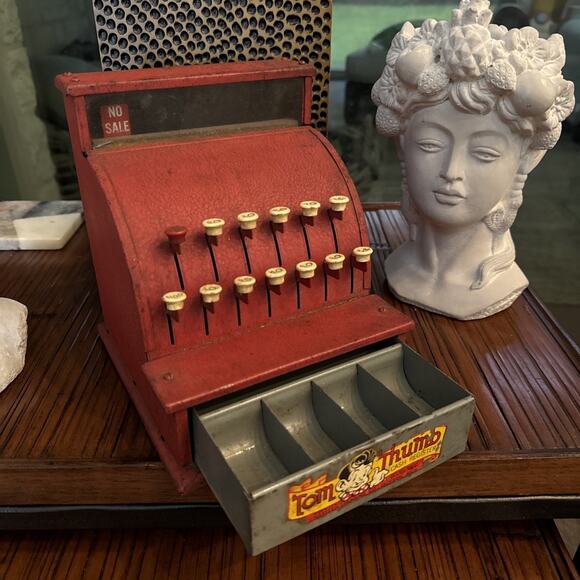 Tom Thumb | Other | Working Tom Thumb Vintage Toy Cash Register Western ...